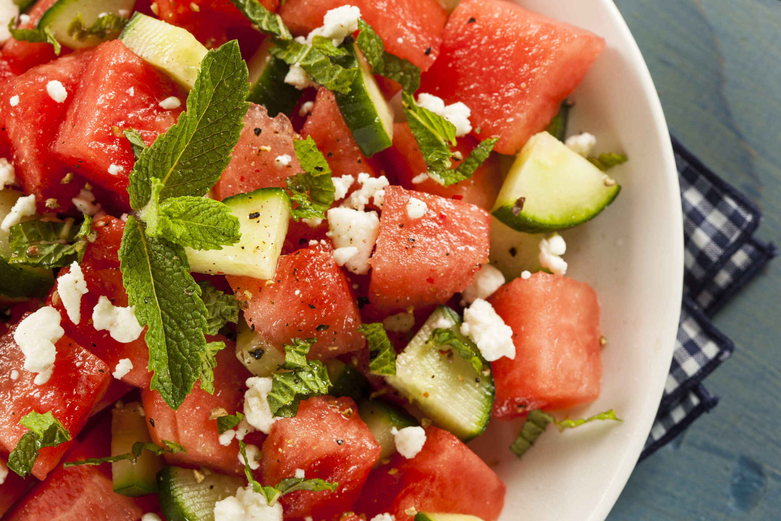 Watermelon salad with cucumber and mint, sponsored by Pennington ...
