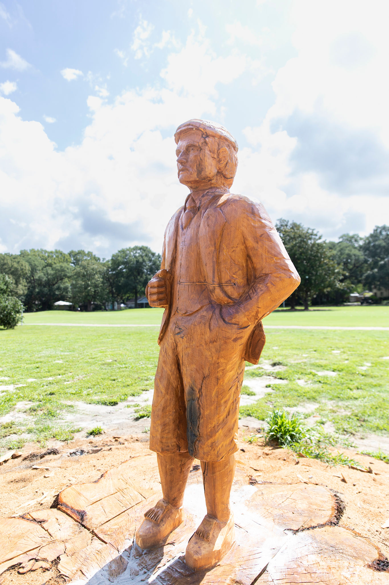 A fallen live oak gets new life as a wood sculpture at City Park