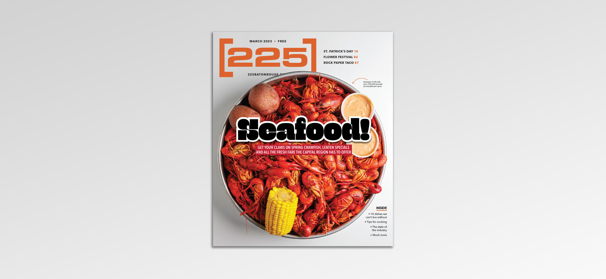 225’s March 2023 issue is a guide to Baton Rouge seafood