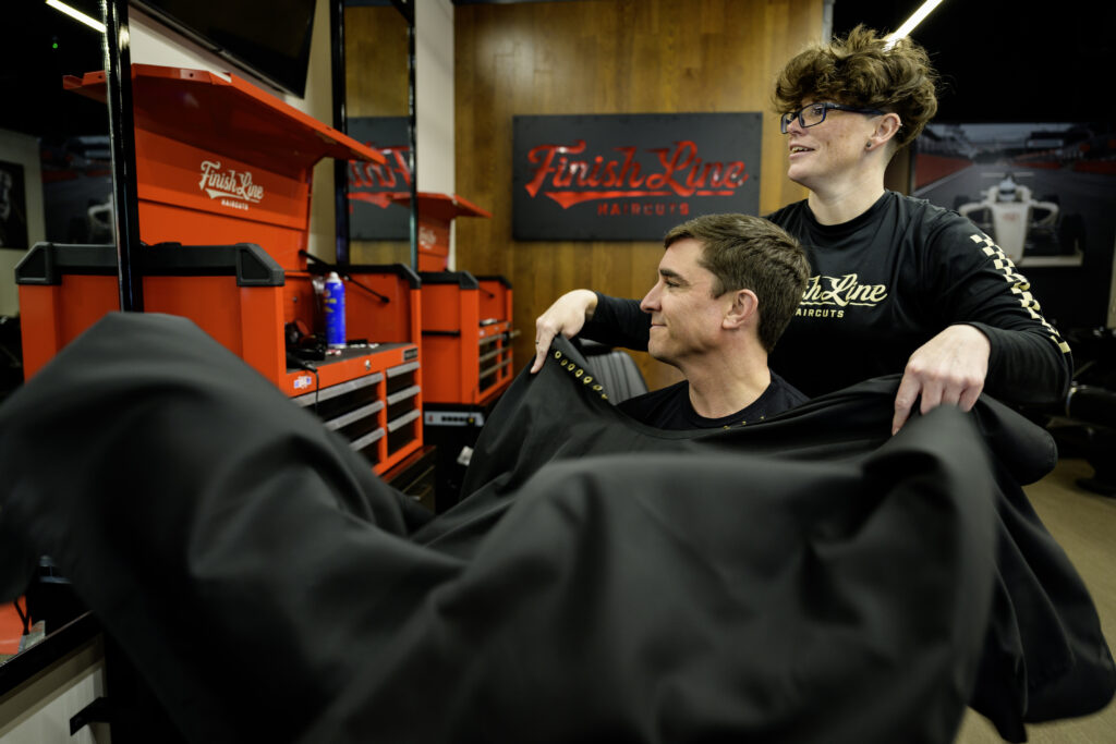 Inside Finish Line Haircuts, a new racing-themed salon