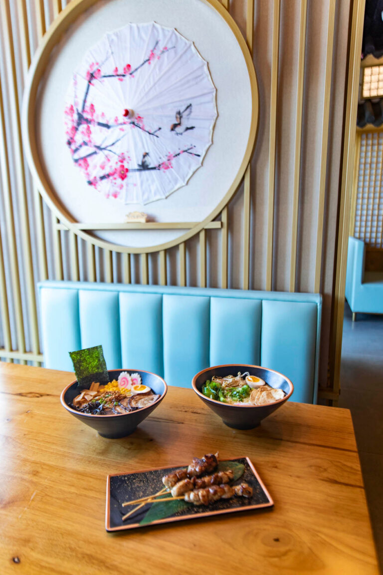 Inside the new Hikari Ramen, serving bowls, rice burgers and milk teas
