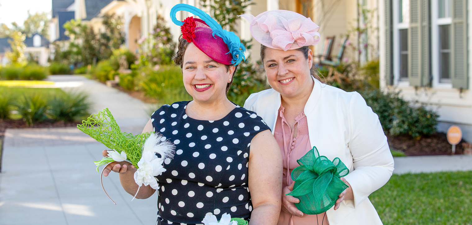 A pair of friends finds the fun and finery in creating custom hats